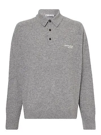 Acne Studios Kluxey Brand-embroidery Wool-blend Polo Shirt - Dark Grey