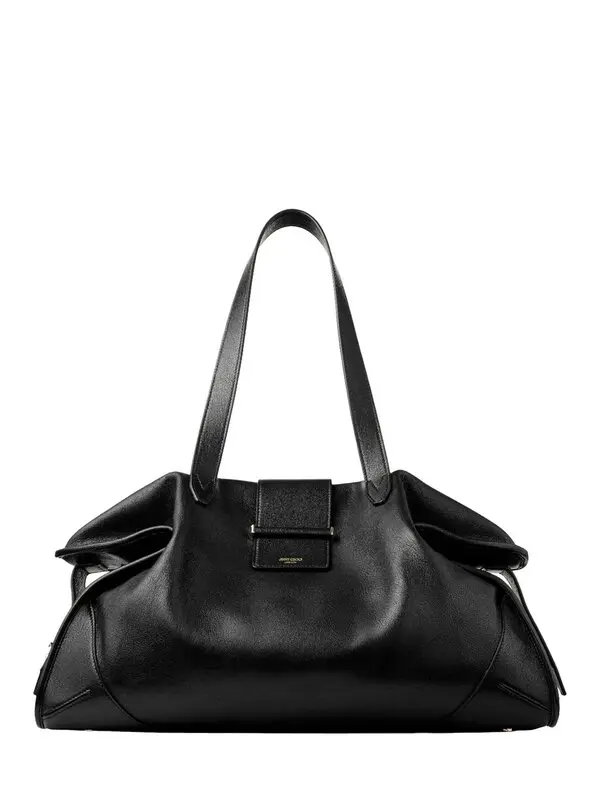 JIMMY CHOO Large Leather Holdall Bag - Black/shiny Gold