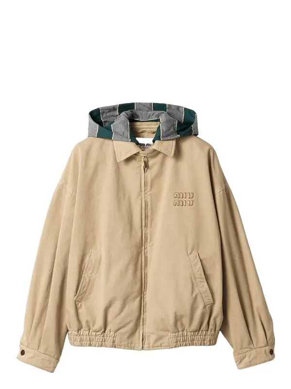 Miu Miu Old Gabardine Blouson Jacket - Beige