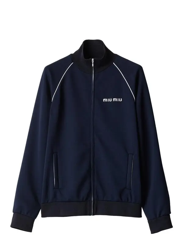 Miu Miu Technical Jersey Blouson Jacket - Navy