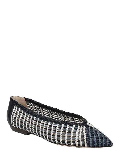 Veronica Beard Bancroft Woven Pointed Toe Flat - Blue Multi-dm