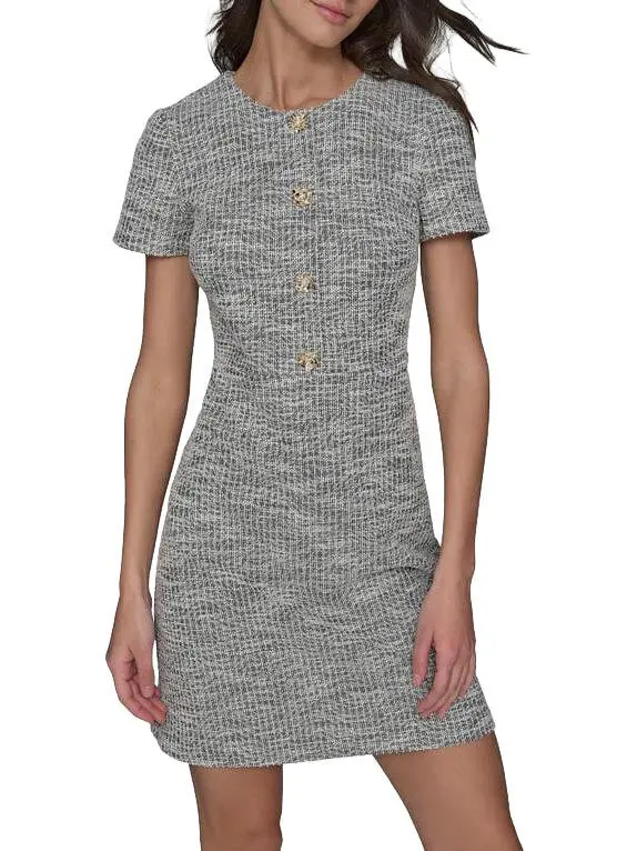 Karl Lagerfeld Paris Tweed Mini Dress - Black Soft White