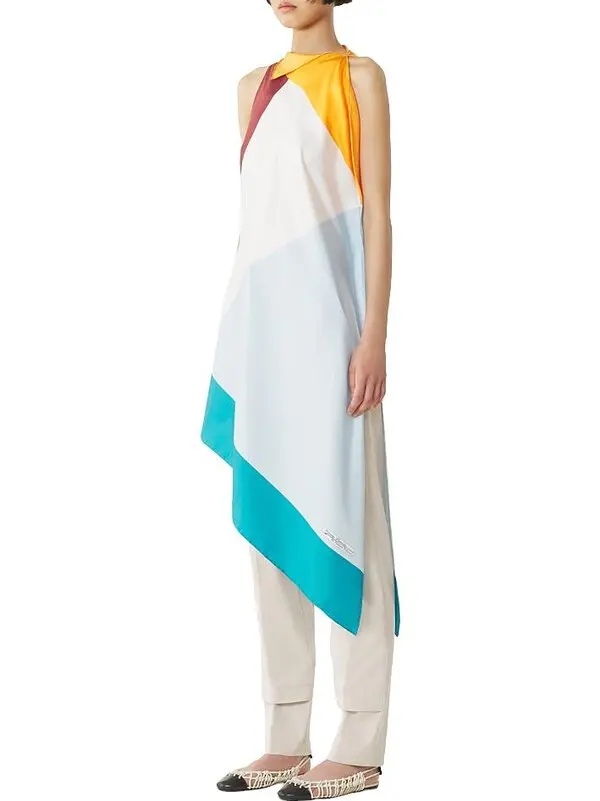 LANVIN Silk Graphic Print Top - White/orange