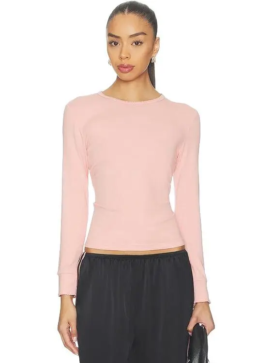 Donni. Baby Rib Scallop Long Sleeve - Blossom