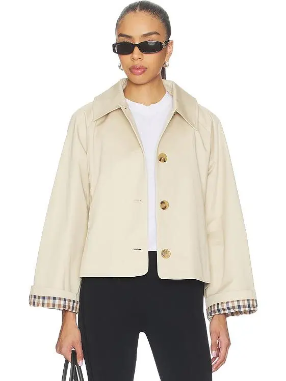 ELODIE THE LABEL Wynn Cropped Trench Coat - Khaki