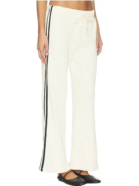 Donni. Thermal Stripe Crop Pant - Creme & Jet Stripe