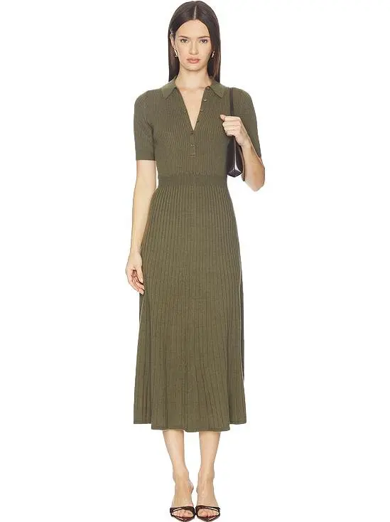 Paige Mathilda Midi Ribbed-knit Dress - Olive