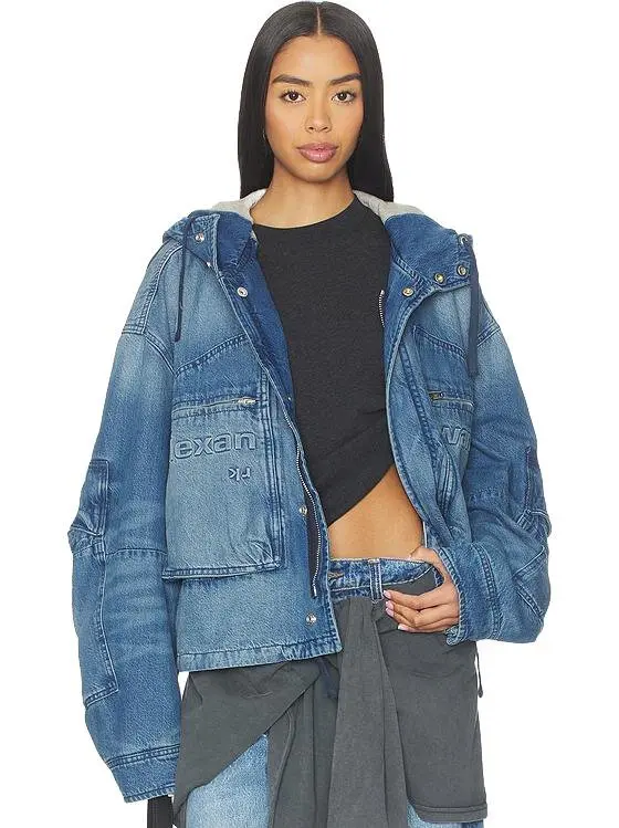 Alexander Wang Cropped Cargo Jacket - Tinted Medium Indigo