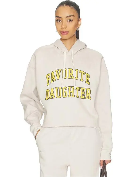 FAVORITE DAUGHTER The Cropped Collegiate Hoodie - Stone & Dijon