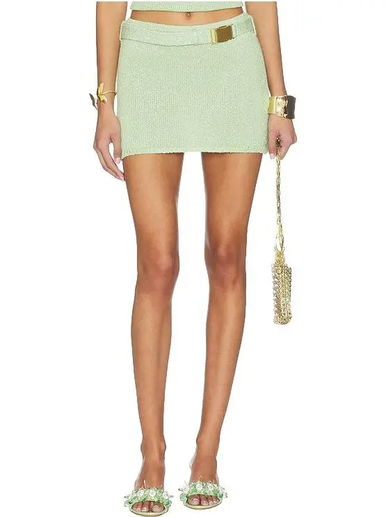 ASTA RESORT Belted Mini Skirt - Seafoam Green