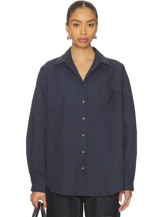 Superdown Kendy Button Up Top - Blue Plaid
