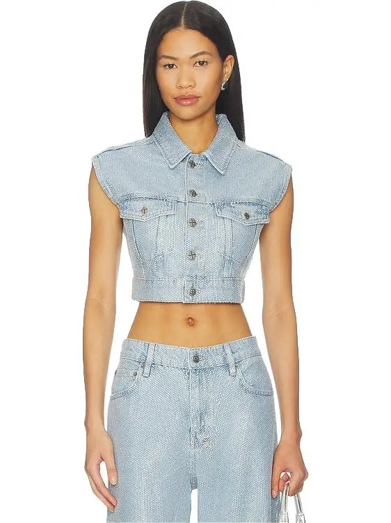 Ksubi Embellished Denim Trucker Vest - Denim-light