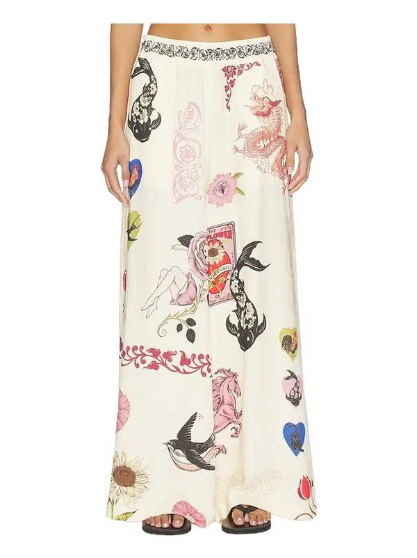 Agua Bendita Printed Wide Leg Pants - Ivory
