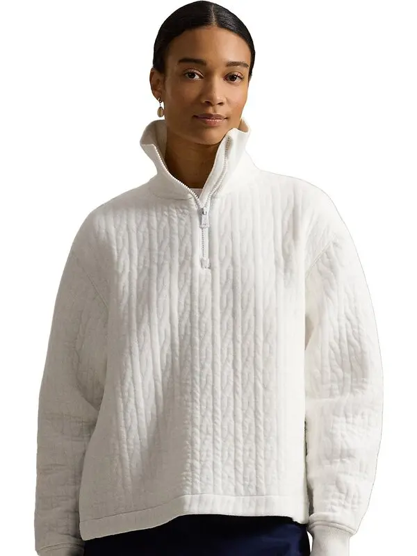Ralph Lauren Cable-quilted Quarter-zip Pullover - Ceramic White