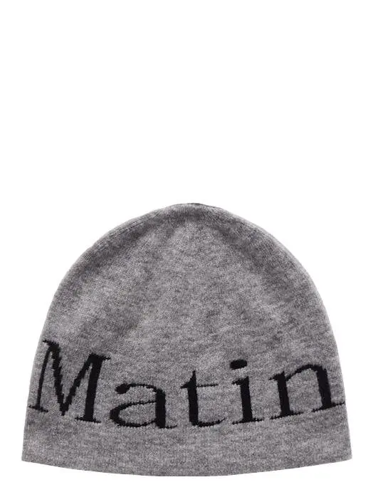 MATIN KIM Logo Jacquard Short Beanie - Grey