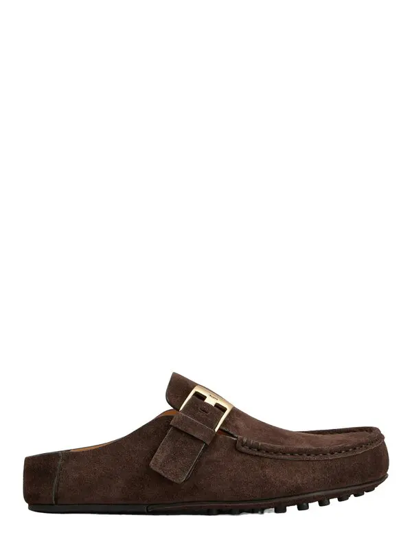TOD'S Suede Mule Loafers - Brown