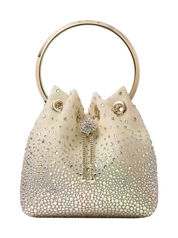 JIMMY CHOO Embellished Circle-handle Bucket Bag - Gold