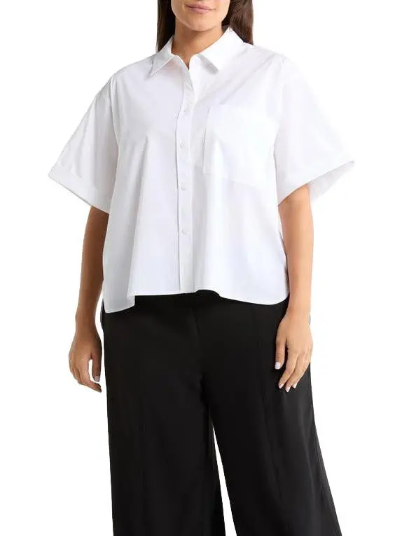 Lyssé Corinna Oversize Crop Button-up Shirt - White