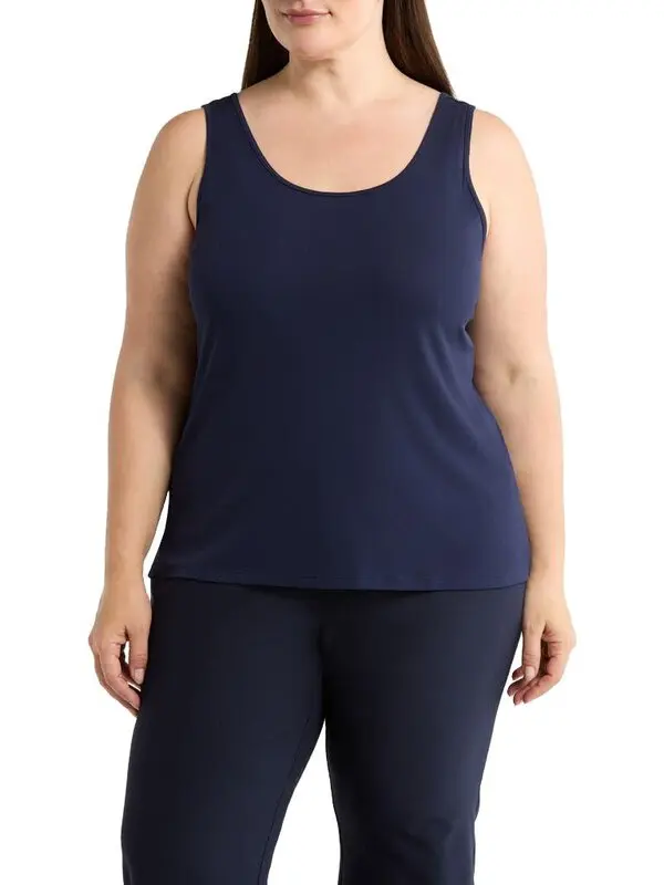 Eileen Fisher Slim Fit Silk Tank - Ink