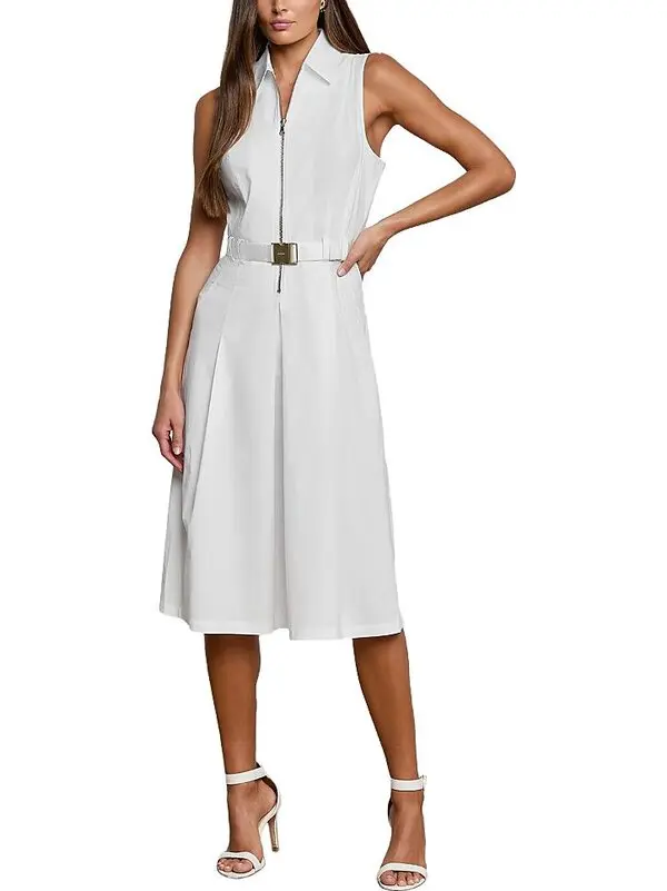 L'Agence Kylo Belted Shirt Dress - White