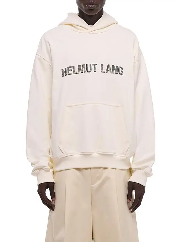 Helmut Lang Plaid Check Logo Hoodie - Vintage White