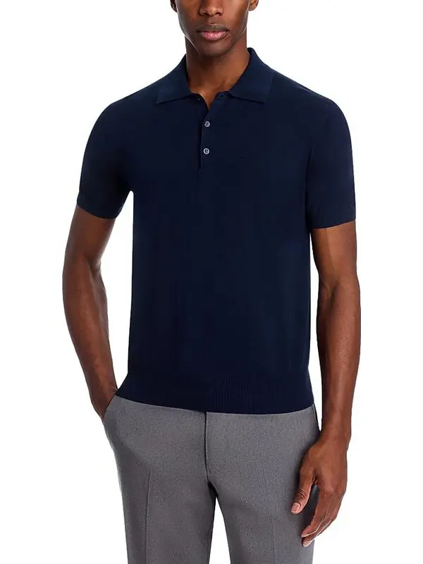 Canali Egyptian Cotton Knit Polo Shirt - Navy