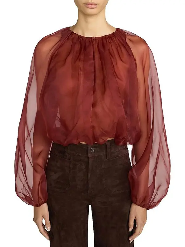 FRAME The Sheer Silk Balloon Blouse - Paprika