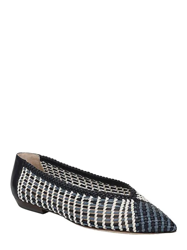 Veronica Beard Bancroft Woven Leather Ballet Flats - Blue Multi