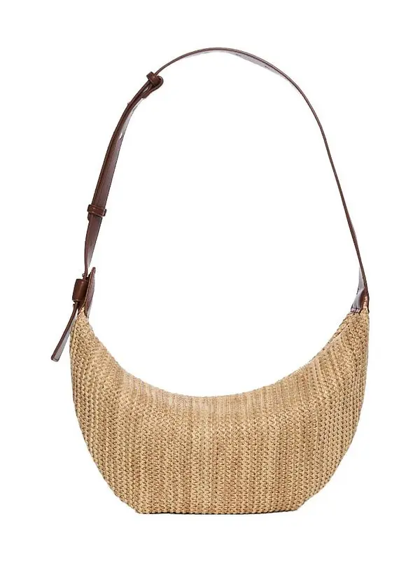 Aqua Medium Belted Hobo Bag - Natural