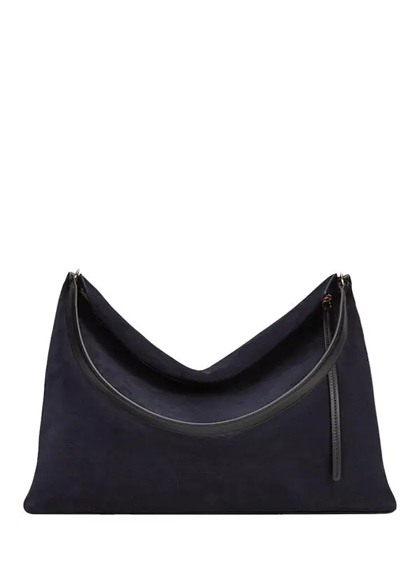 WANDLER Penelope Palissander Suede Tote - Navy Blue