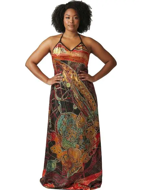 LUNAVERSOUL Orire Afrofuturism Halter Maxi Dress - Multicolor