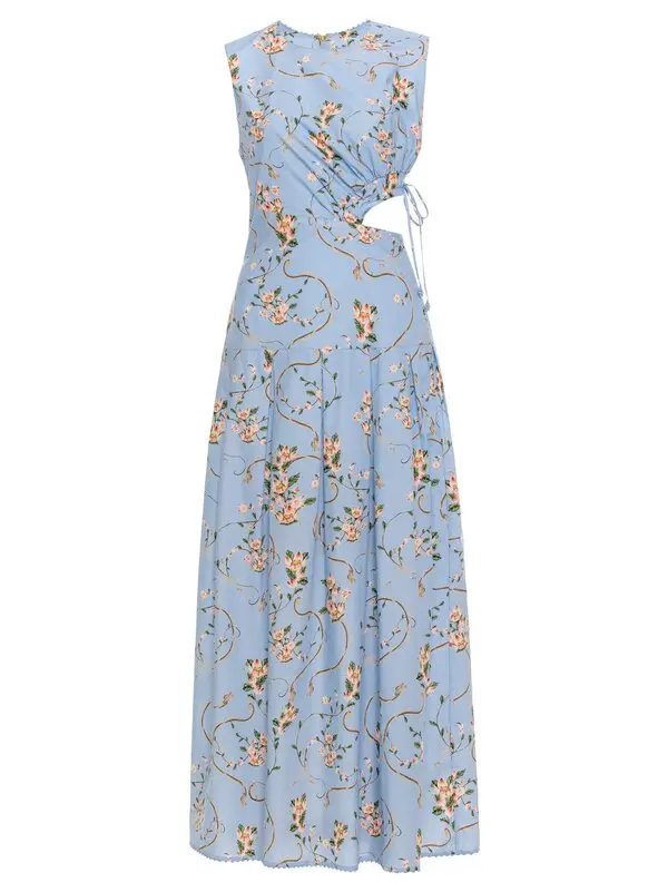 Agua Bendita Otoño Navegante Cotton Midi Dress - Blue