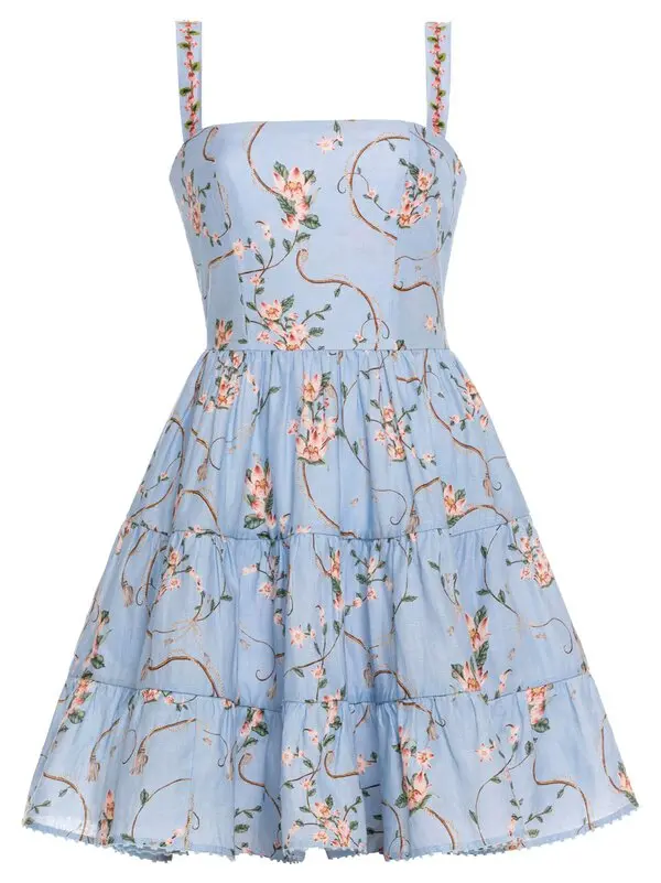 Agua Bendita Lima Navegante Linen Mini Dress - Blue