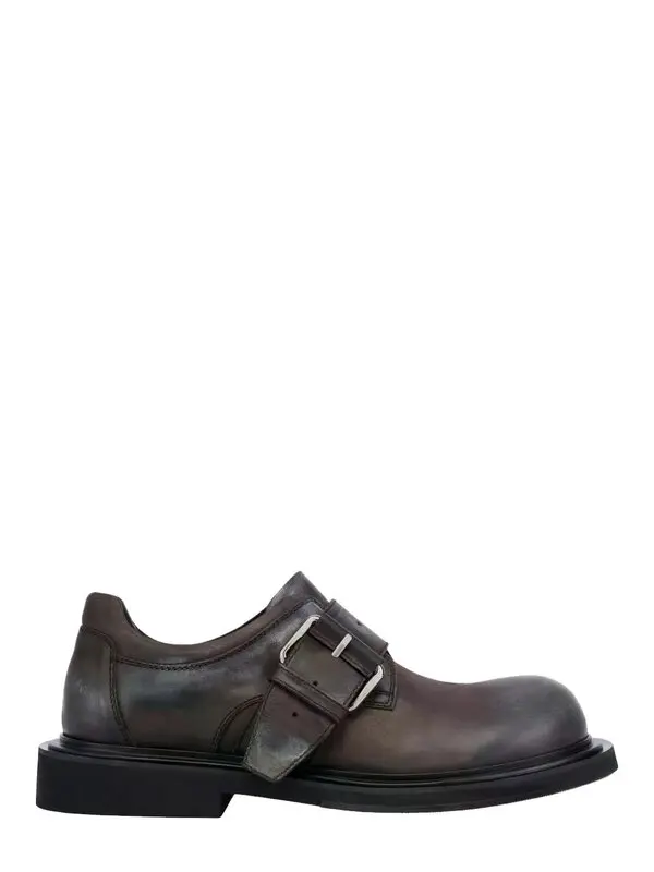 Moschino Buckle-detailed Leather Loafers - Brown