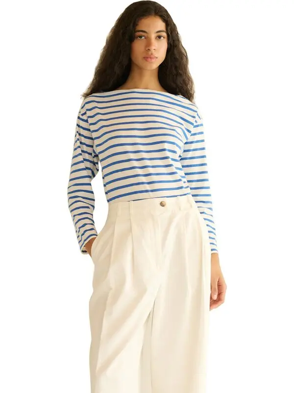 DÔEN Irene Tee - Bleu Breton Stripe
