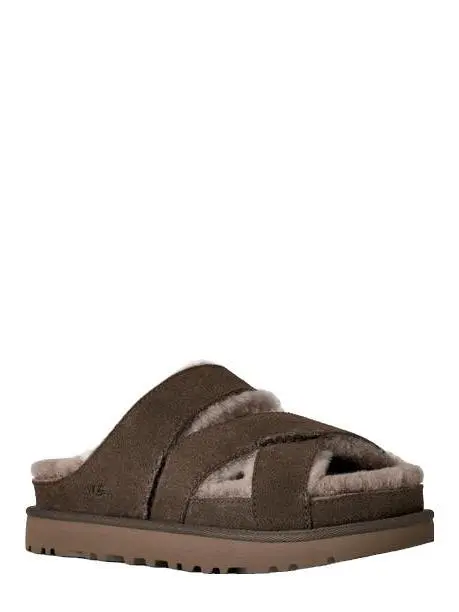 UGG Greenport Shearling Lined Slide Sandal - Dense Smoke