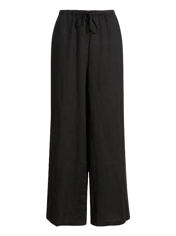 Caslon Easy Wide Leg Linen Pants - Black