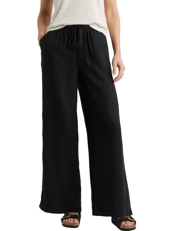Caslon Easy Wide Leg Linen Pants - Black