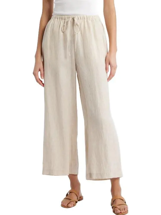 Caslon Wide-leg Linen Crop Pants - Flax