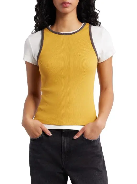 DAMSON MADDER Manon Layered T-shirt - Yellow