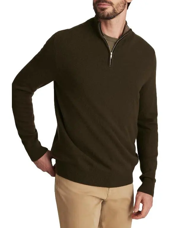 34 Heritage Cashmere Quarter Zip Sweater - Khaki
