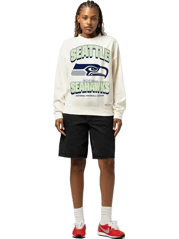 Mitchell & Ness Seattle Seahawks Tonal Arch Sweatshirt - Cream