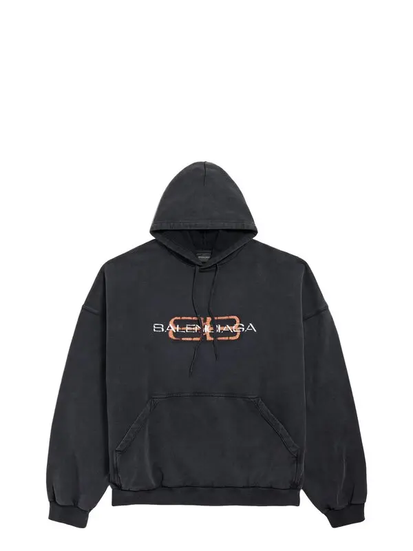 Balenciaga Bb Icon Stencil Hoodie - Black