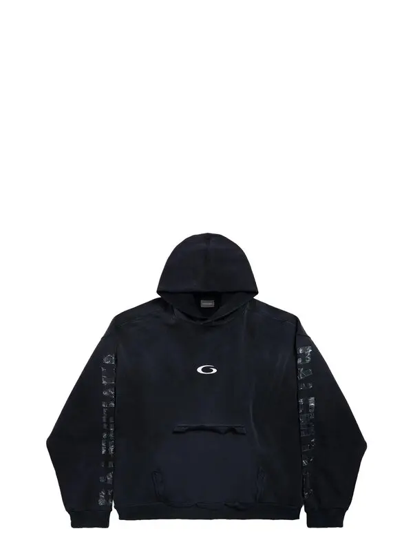 Balenciaga Transparent Tape Ripped Pocket Hoodie - Black