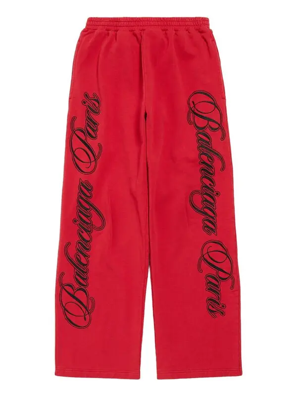 Balenciaga Cursive Baggy Pants - Red
