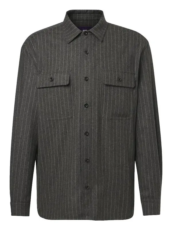 Ralph Lauren Purple Label Pinstripe Wool Shirt - Grey