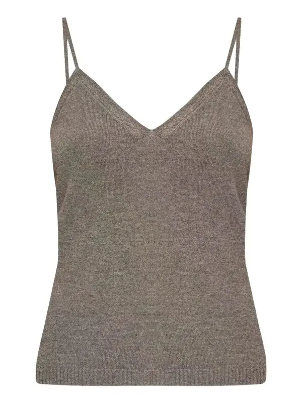LISA YANG V-neck Strap Top - Brown