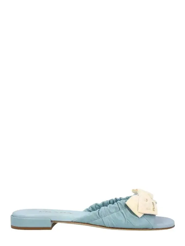 Prada Bow Ruffled Sandals - Blue