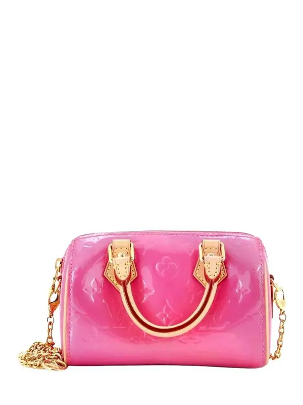 LOUIS VUITTON Chain Speedy Bandouliere Nm Bag Limited Edition Valentine Monogram Vernis Nano Crossbody Bag - Pink