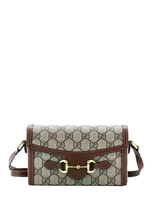 Gucci Horsebit 1955 Flap Gg Coated Canvas Mini Crossbody Bag - Brown